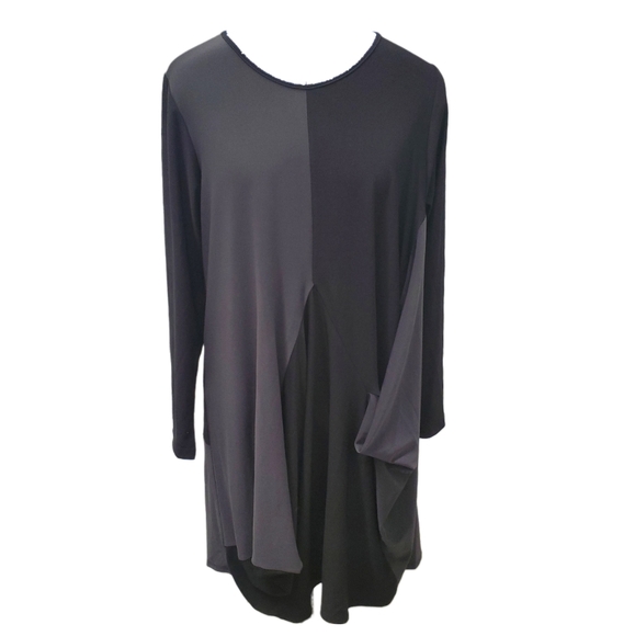Sun Kim | Dresses | Sun Kim Color Block Draped Long Sleeve Jersey Dress ...